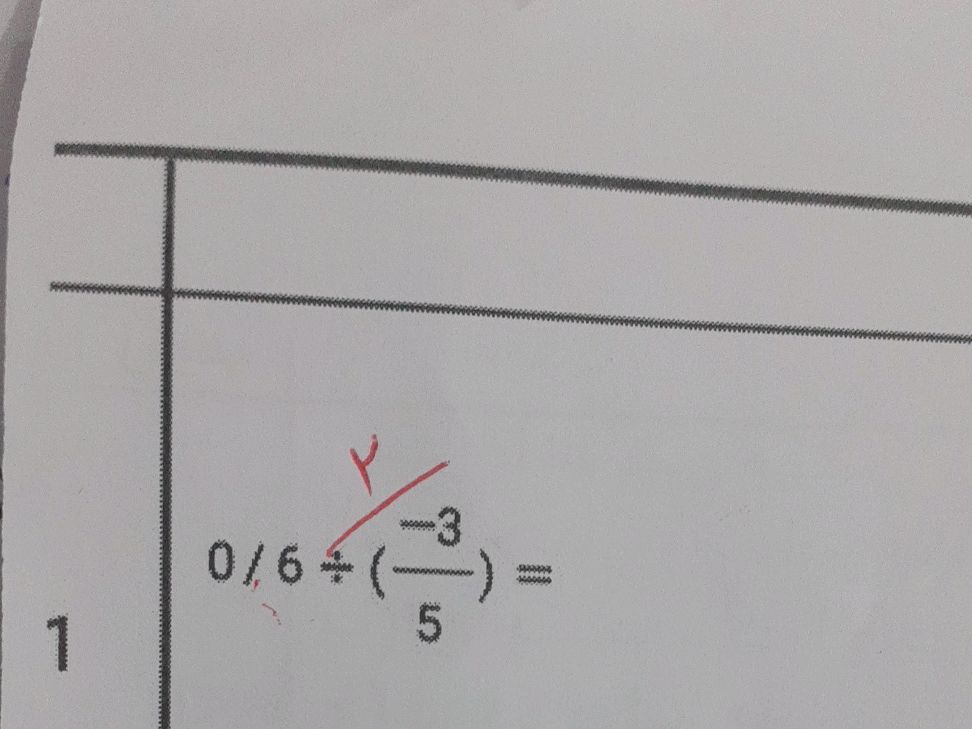Dividing Fractions: 0/6 ÷ (-3/5) | StudyX