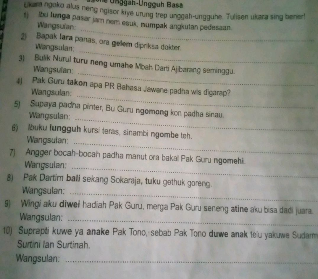 Ukara ngoko alus neng ngisor kiye urung trep | StudyX
