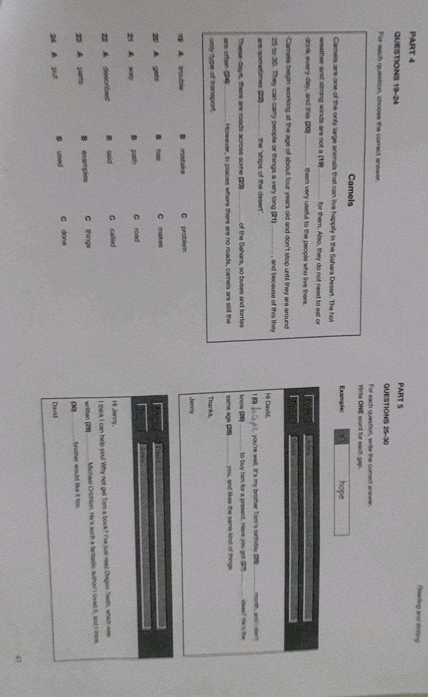 PART 4 QUESTIONS 19-24 For each question, | StudyX