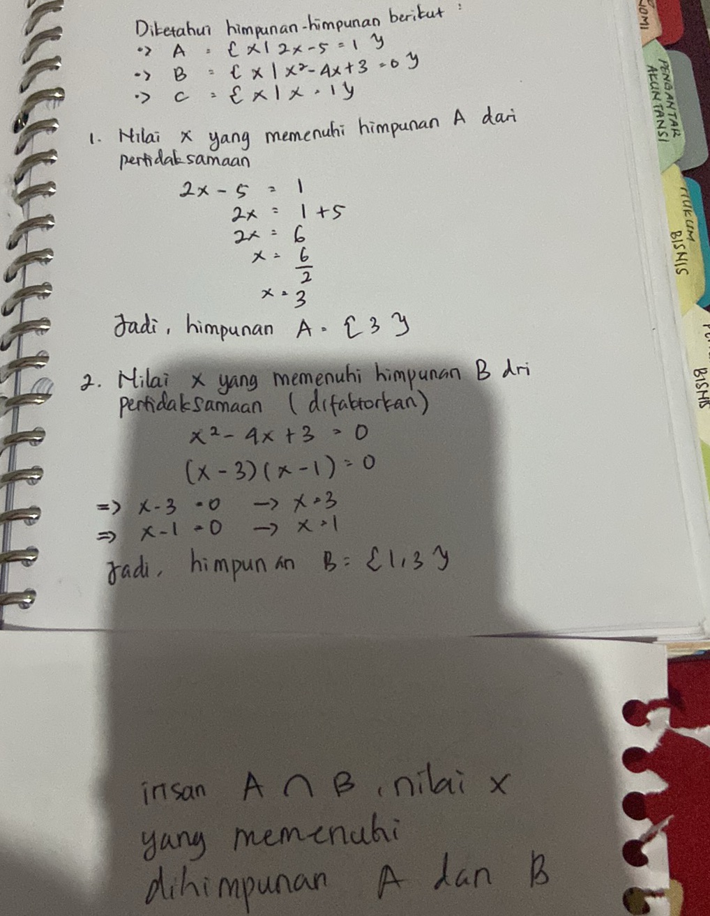 Diketahui himpunan-himpunan berikut: $ A = | StudyX