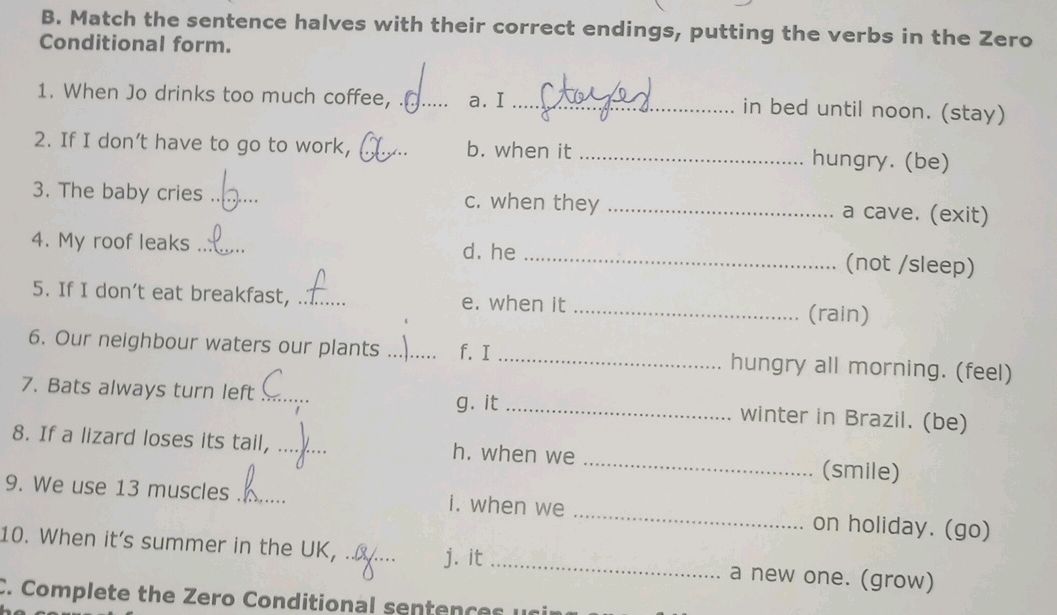 B. Match the sentence halves with their | StudyX