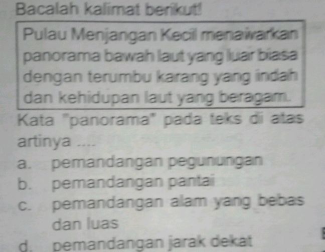 Bacalah kalimat berikut! Pulau Menjangan | StudyX