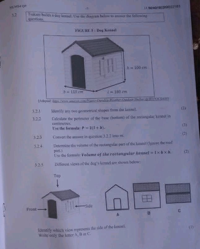 3.2 Tsukani builds a dog kennel. Use the | StudyX