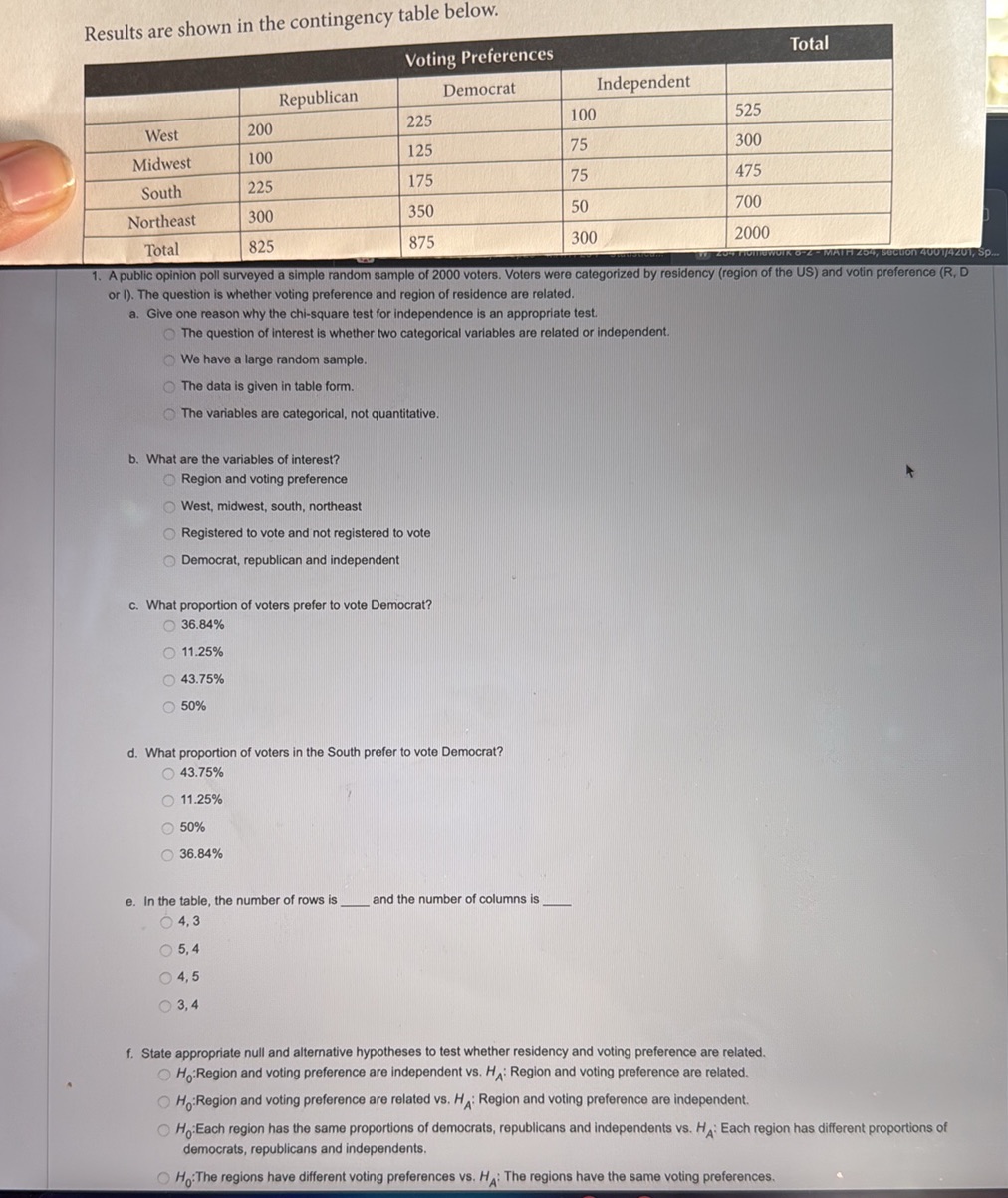 Results are shown in the contingency table | StudyX