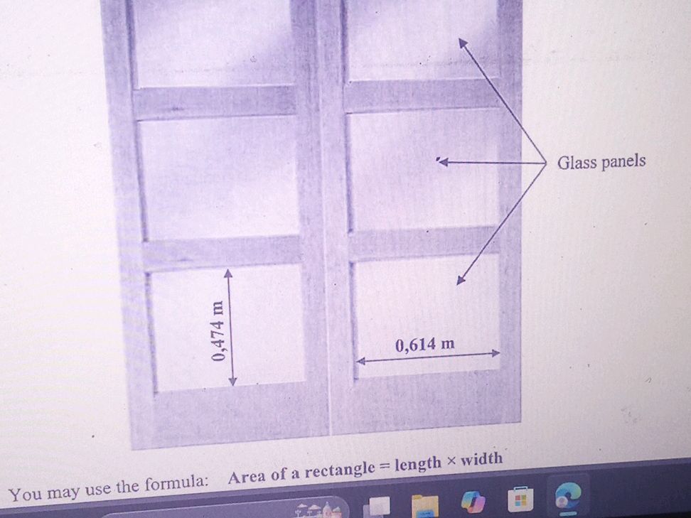 The image shows a diagram of glass panels | StudyX