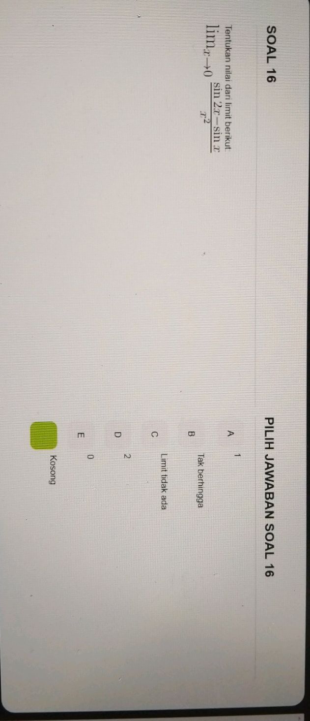 Tentukan nilai dari limit berikut: $_{x | StudyX