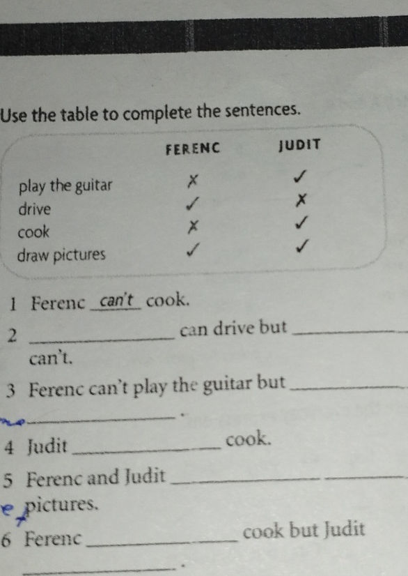 Use the table to complete the sentences. | | StudyX