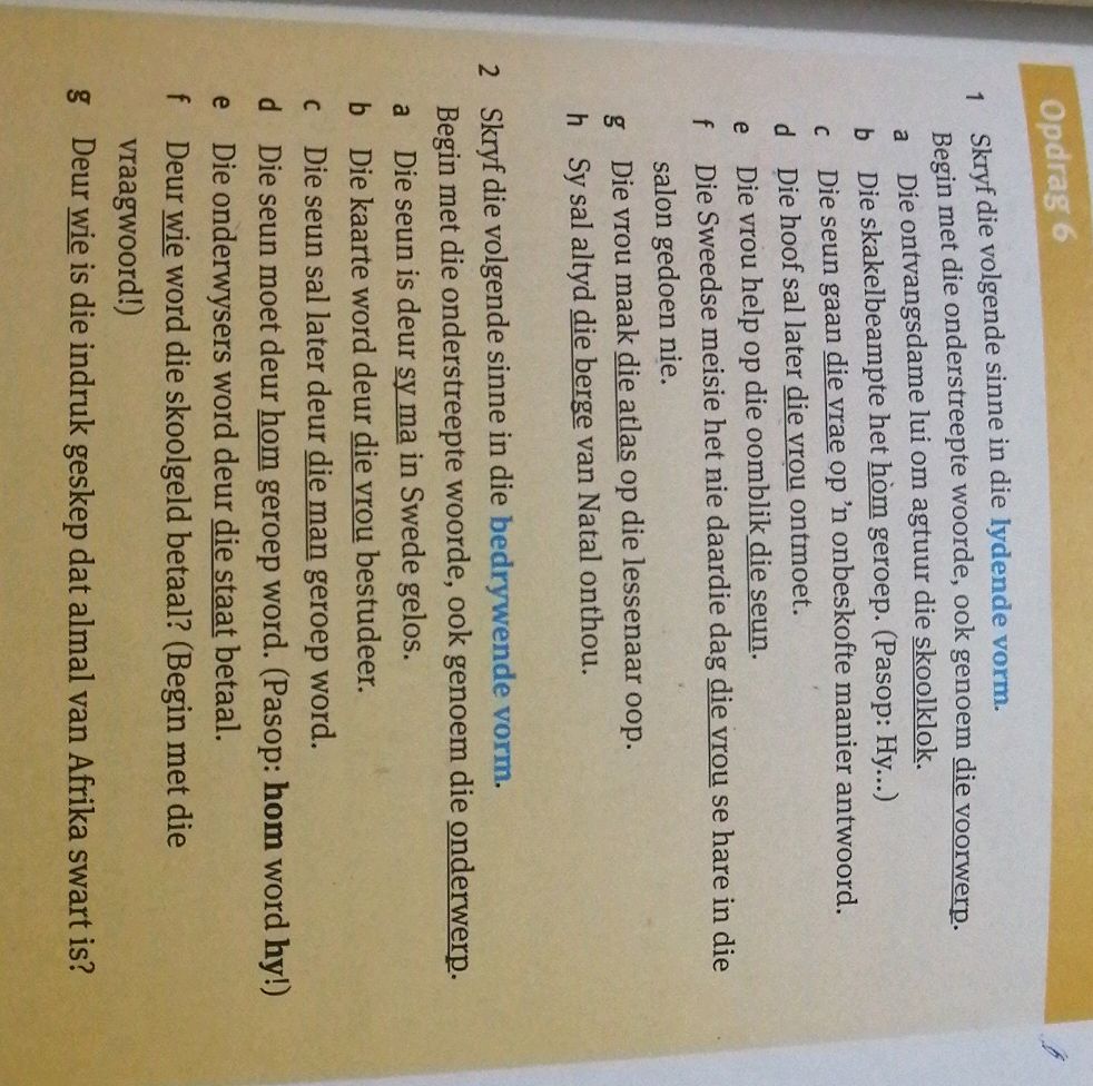 1. Skryf die volgende sinne in die lydende | StudyX