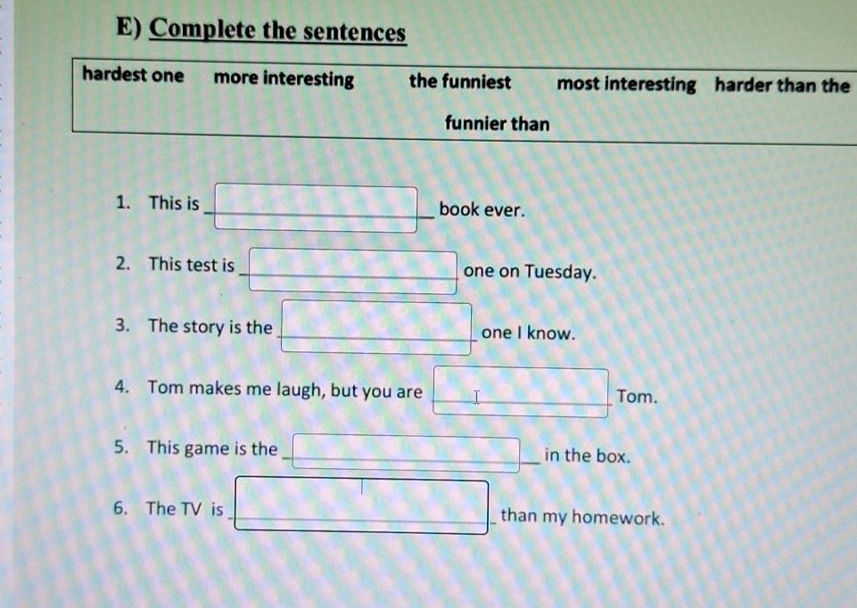 E) Complete the sentences 1. This is ______ | StudyX