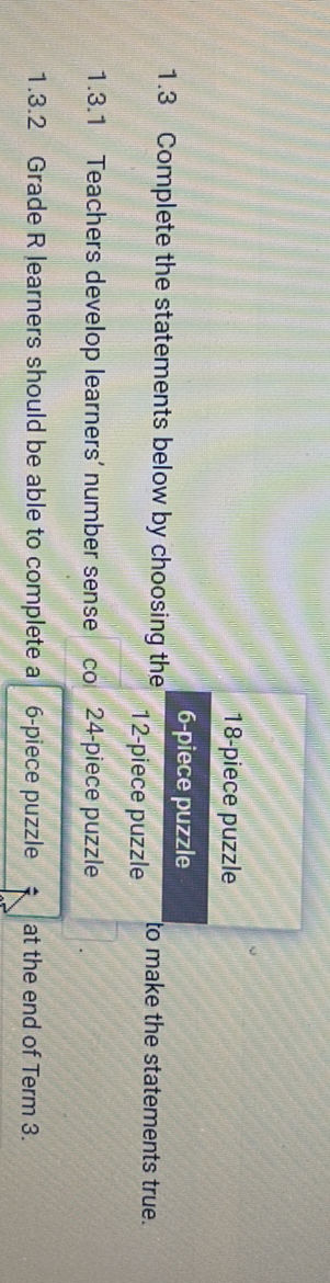 1.3 Complete the statements below by | StudyX