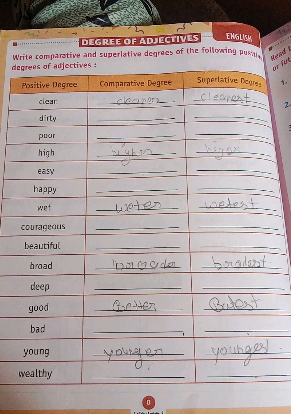 Write comparative and superlative degrees of | StudyX