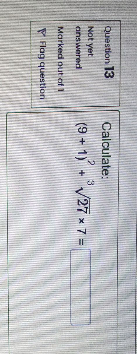 Calculate $(9+1)^2 + \sqrt[3]{27} \times 7$ | StudyX