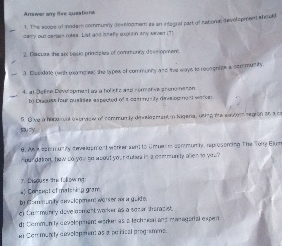 Answer any five questions 1. The scope of | StudyX