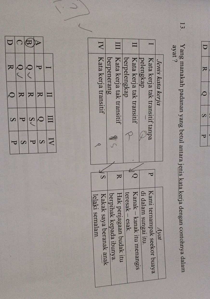 13. Yang manakah padanan yang betul antara | StudyX