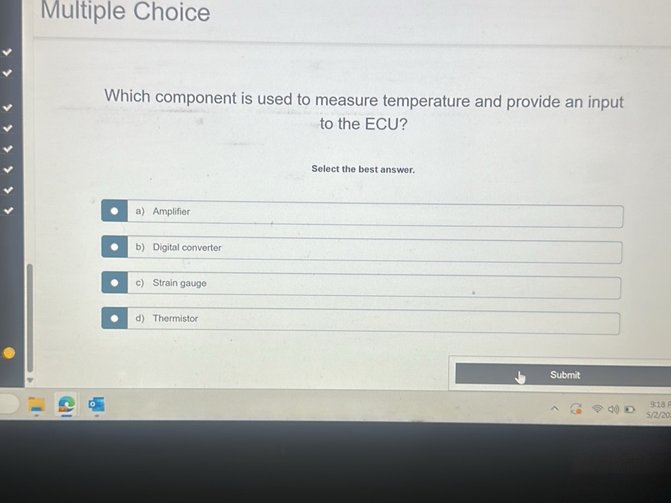 Which component is used to measure | StudyX