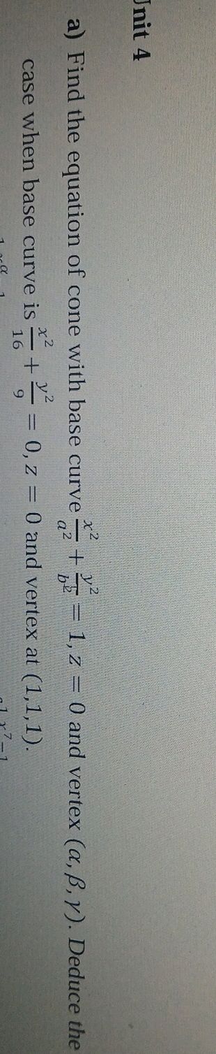 a) Find the equation of cone with base curve | StudyX