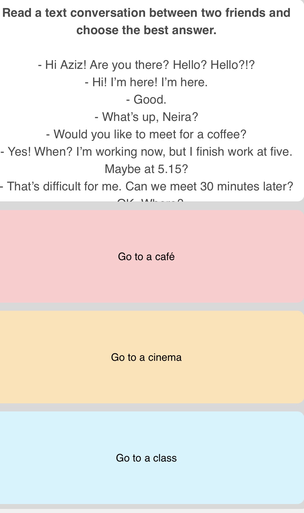 Read a text conversation between two friends | StudyX