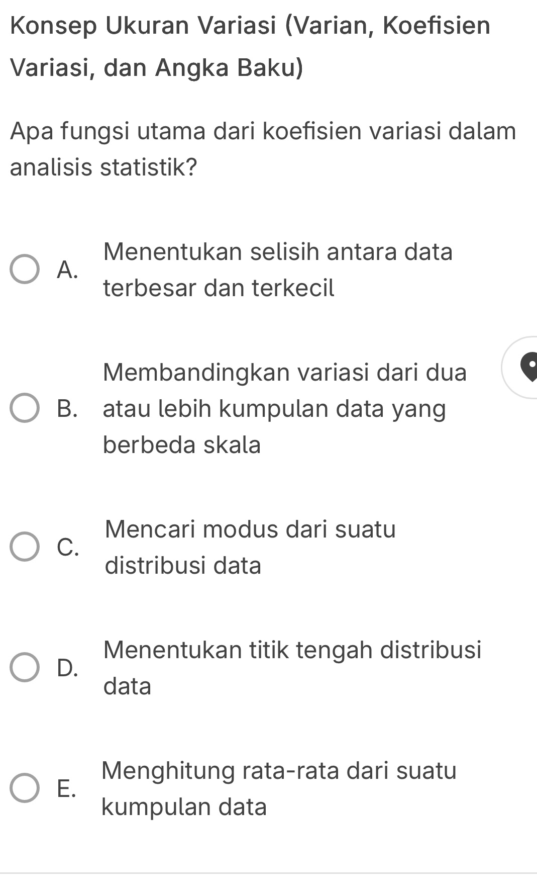 Konsep Ukuran Variasi (Varian, Koefisien | StudyX