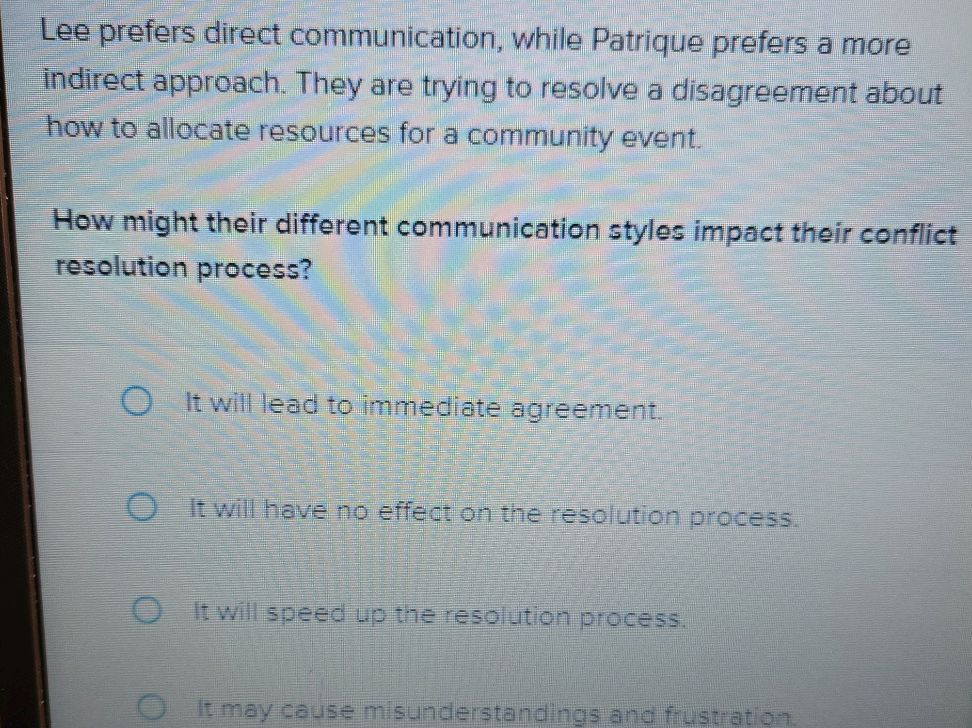 Lee prefers direct communication, while | StudyX