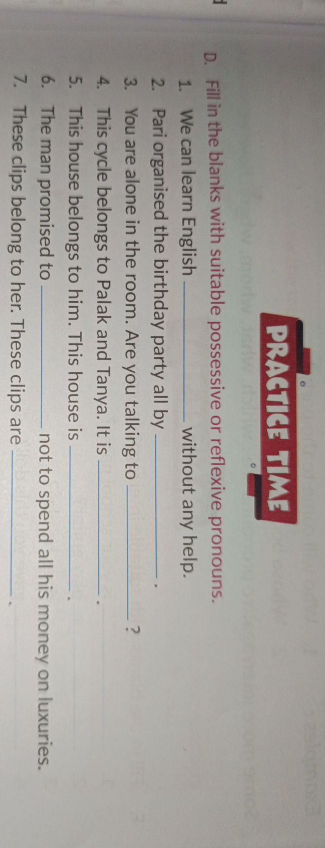 D. Fill in the blanks with suitable | StudyX