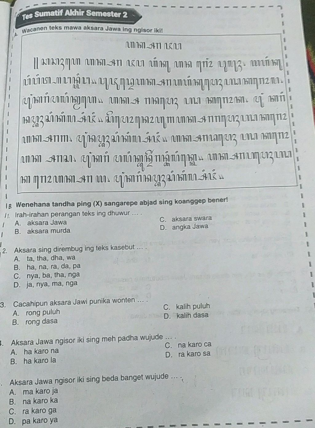 Wacanen teks mawa aksara Jawa ing ngisor | StudyX