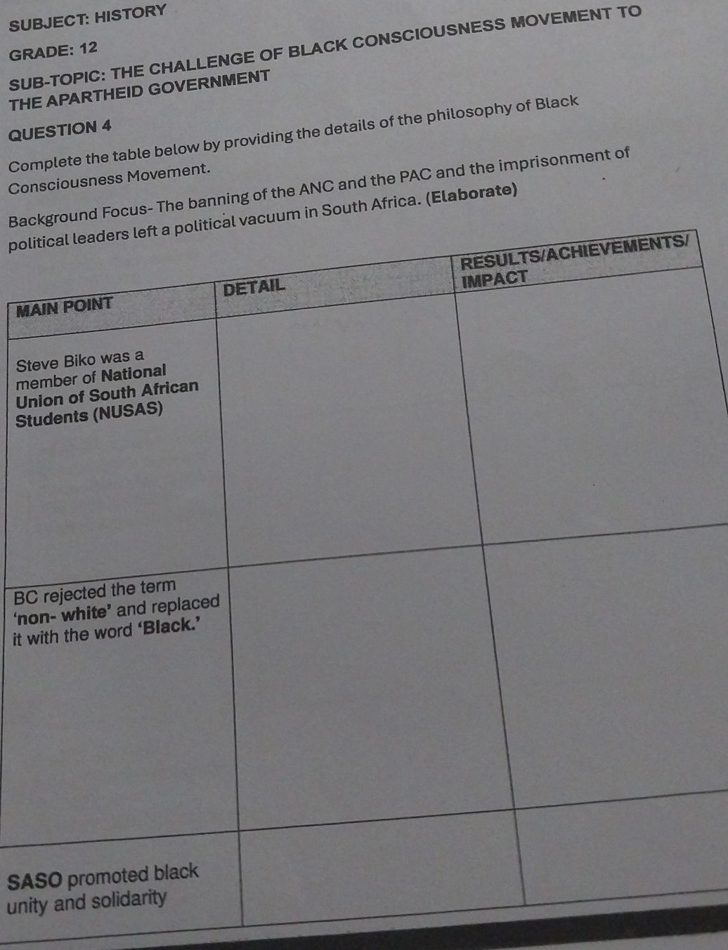 Complete the table below by providing the | StudyX