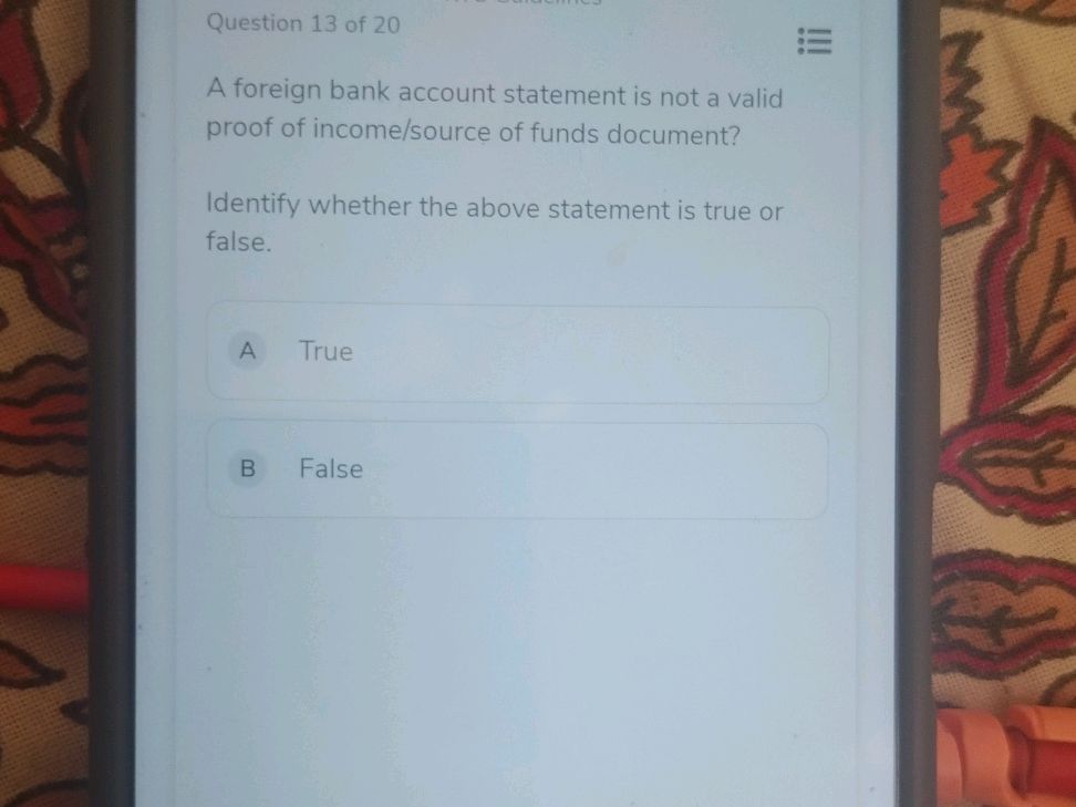 A foreign bank account statement is not a | StudyX