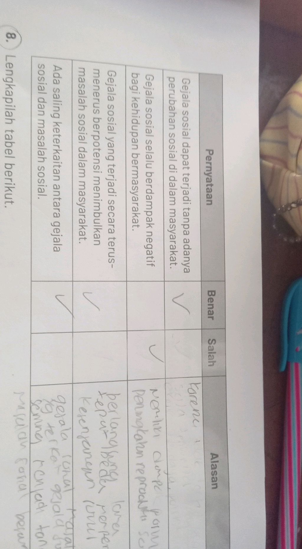 8. Lengkapilah tabel berikut. | Pernyataan | StudyX