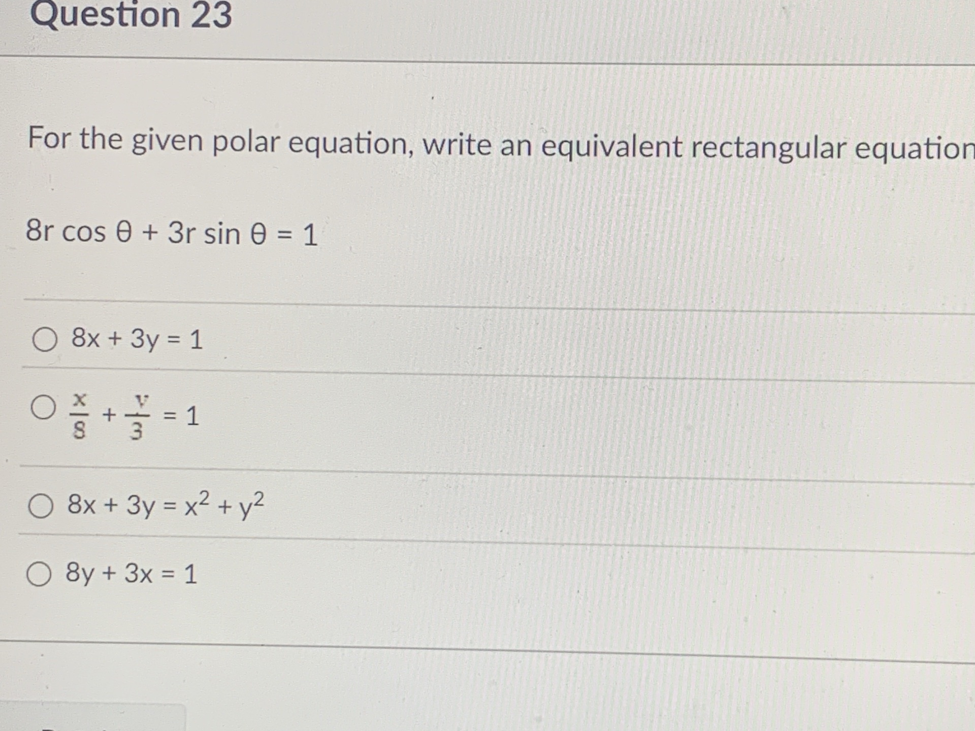 For the given polar equation, write an | StudyX