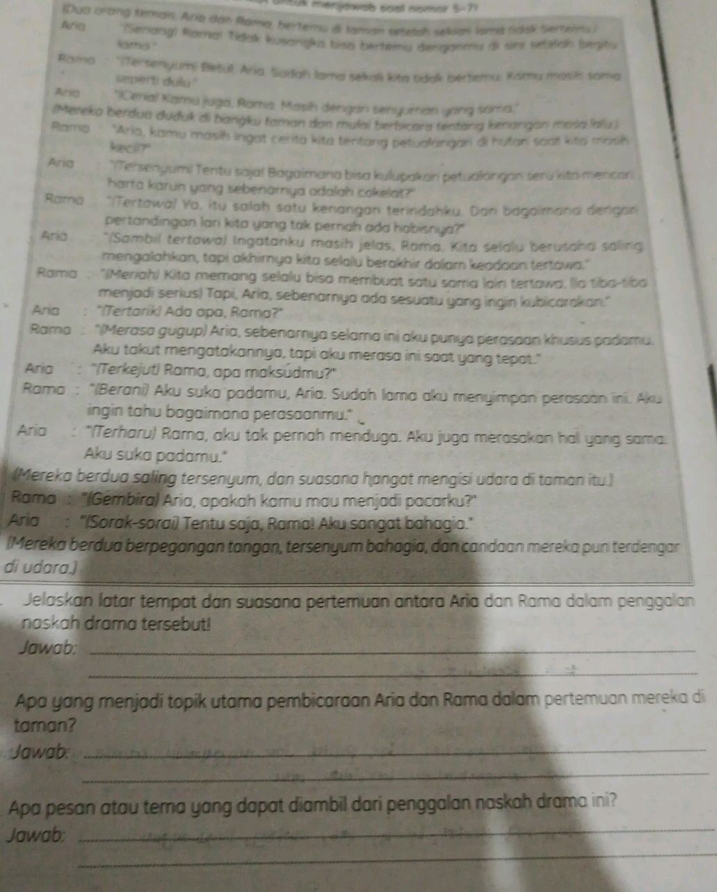 1. Jelaskan latar tempat dan suasana | StudyX