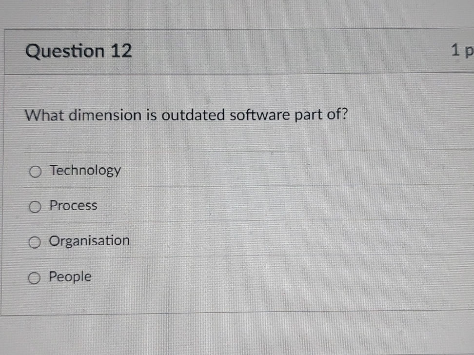 What dimension is outdated software part of? | StudyX
