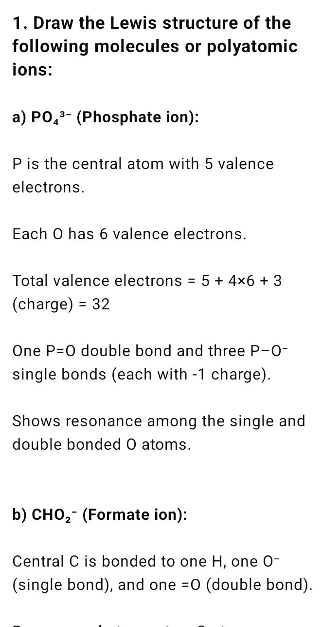 1. Draw the Lewis structure of the following | StudyX