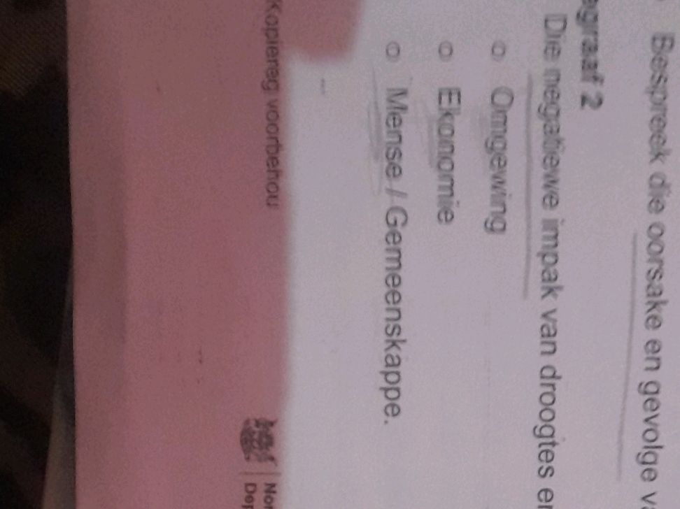 Bespreek die oorsake en gevolge van agraaf | StudyX