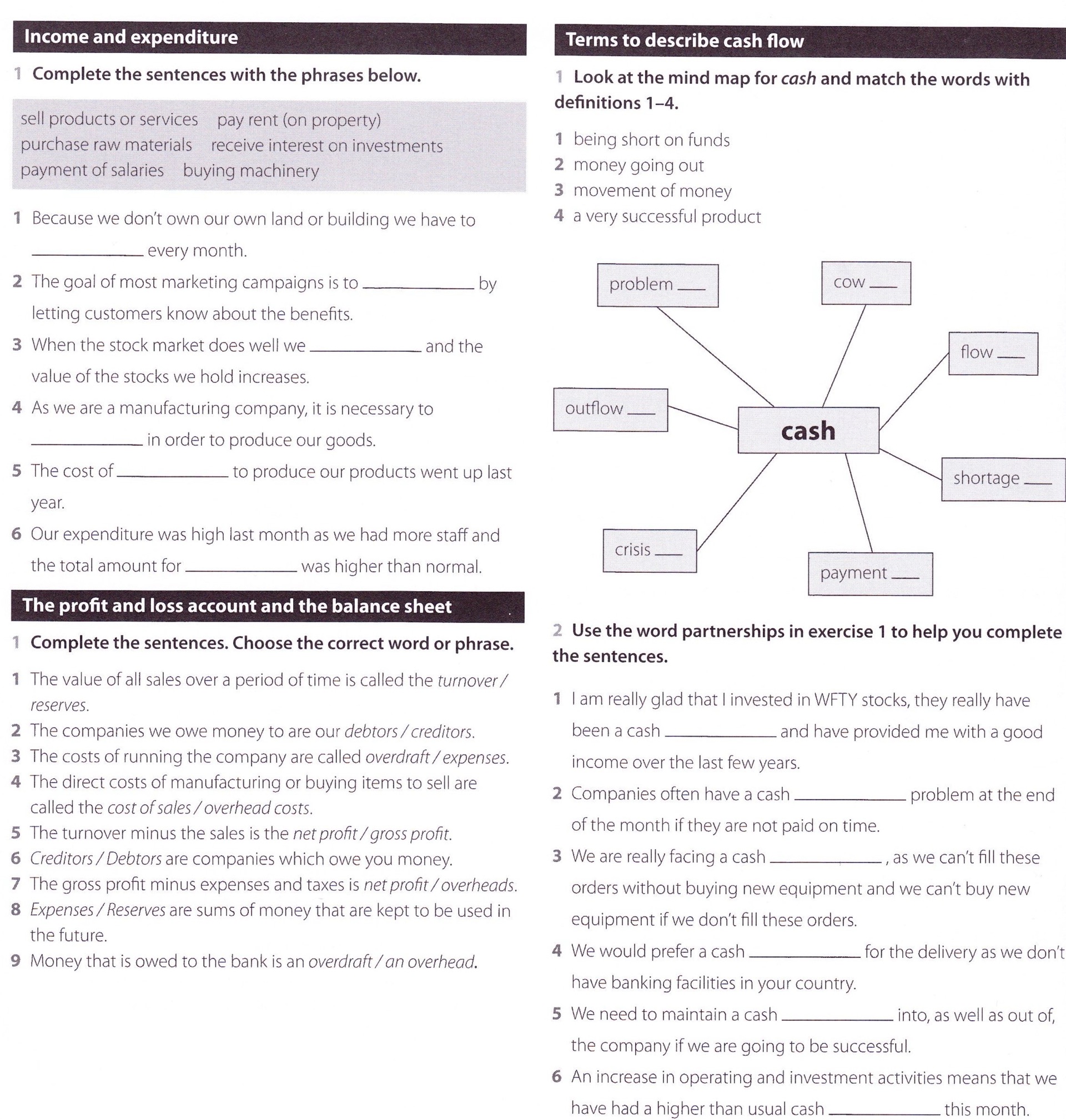 Income and expenditure 1 Complete the | StudyX