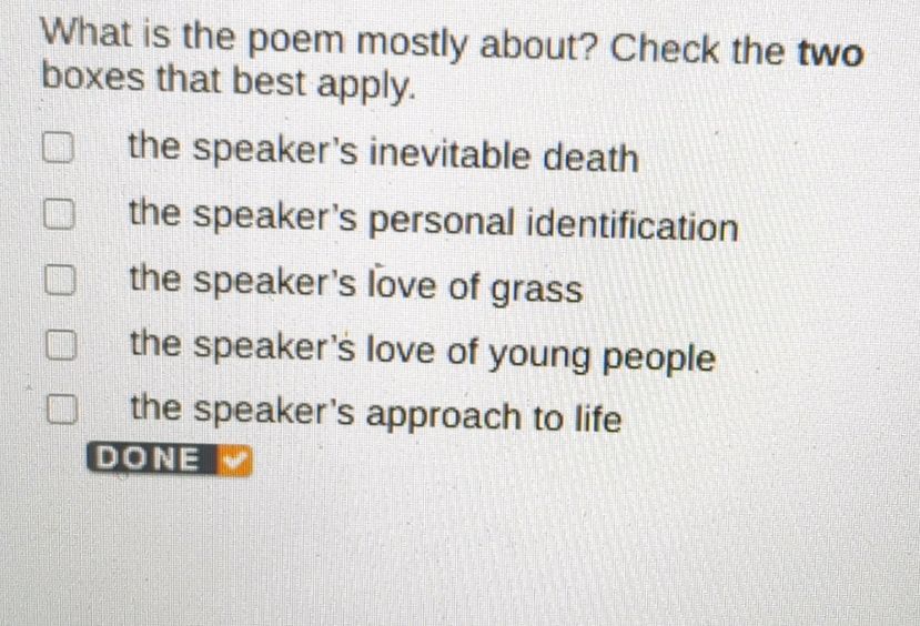 What is the poem mostly about? Check the two | StudyX