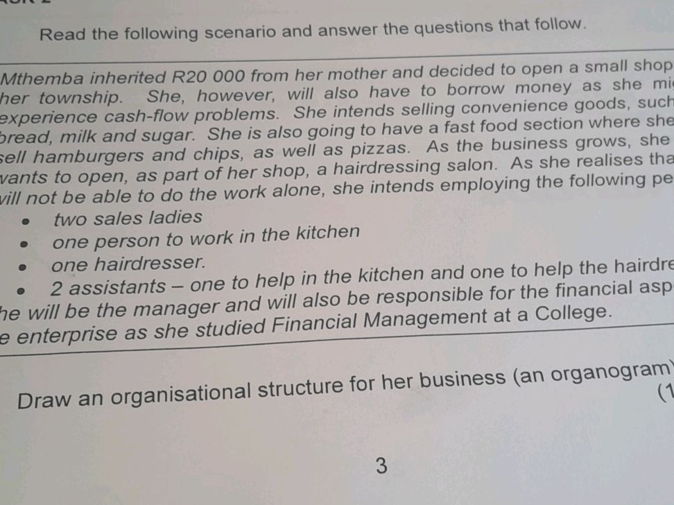 Read the following scenario and answer the | StudyX