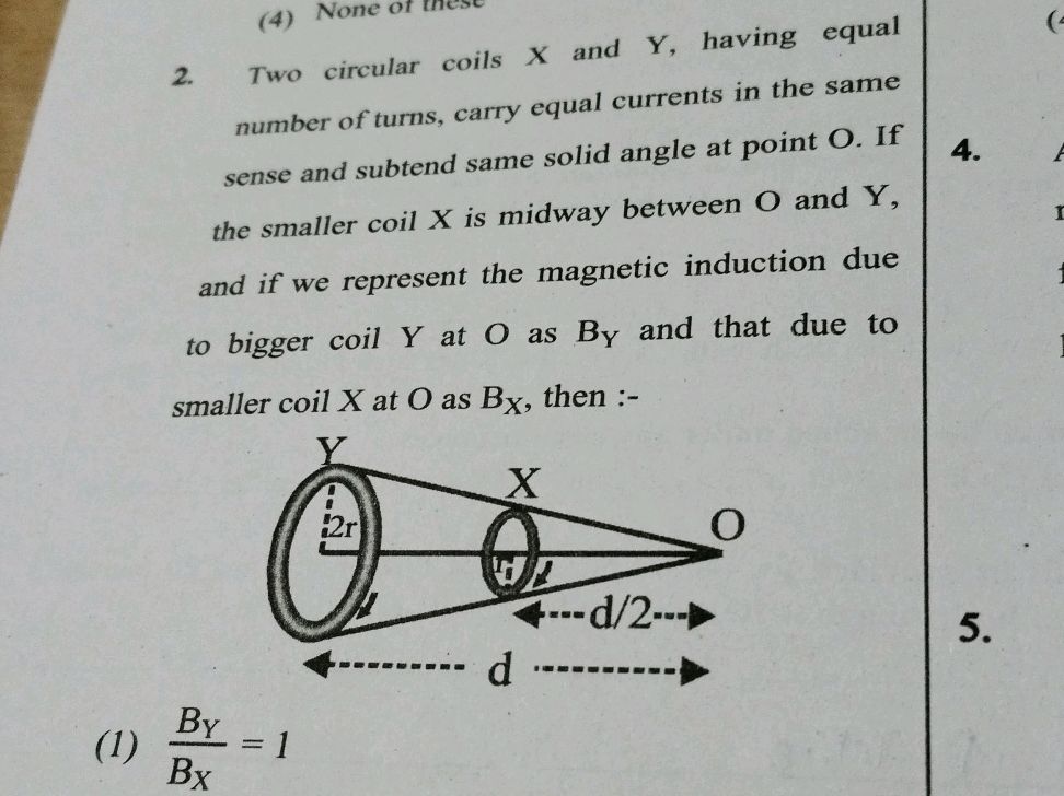 Two circular coils X and Y, having equal