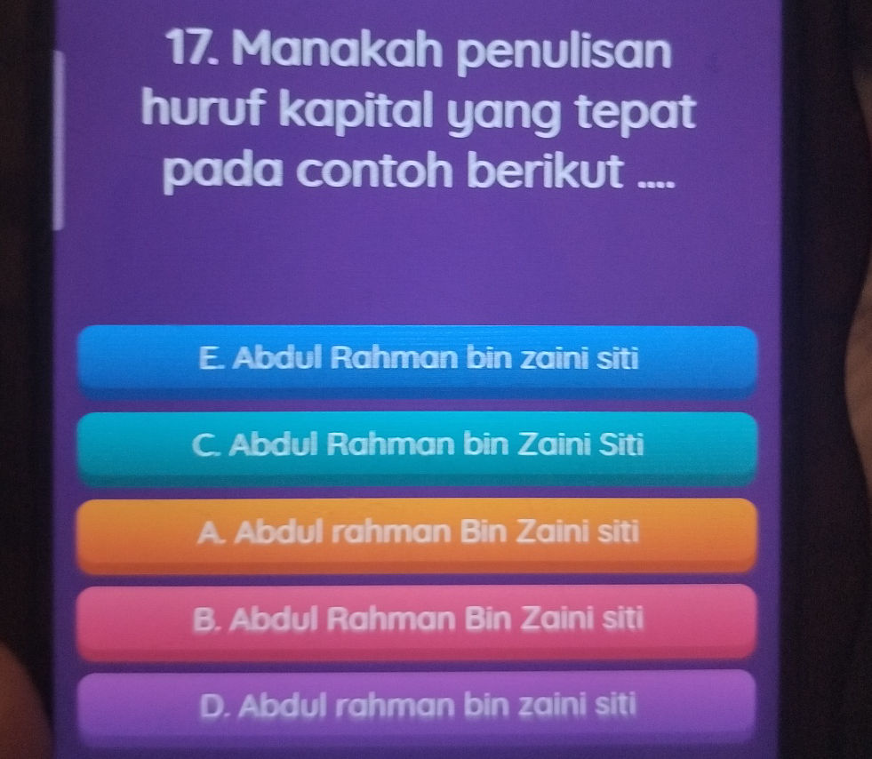 17. Manakah penulisan huruf kapital yang | StudyX
