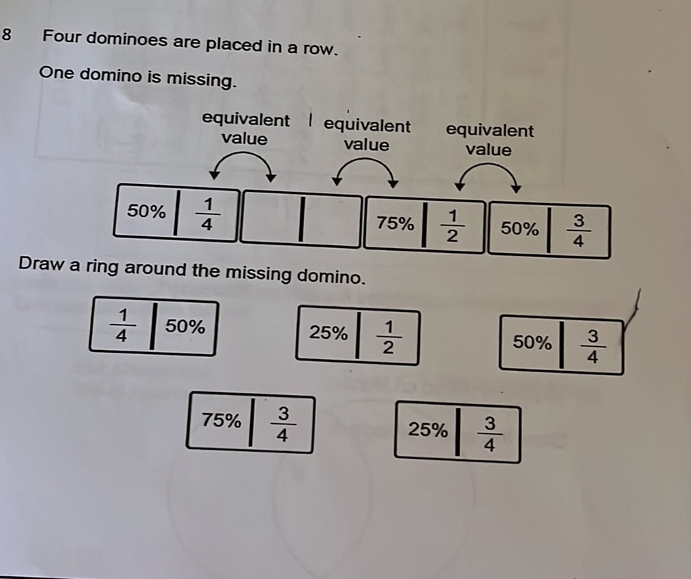 Four dominoes are placed in a row. One | StudyX