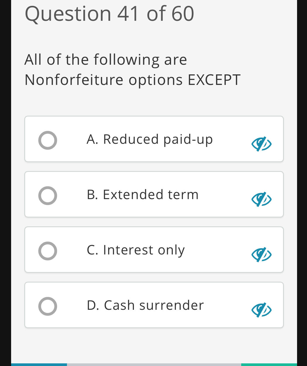 All of the following are Nonforfeiture | StudyX