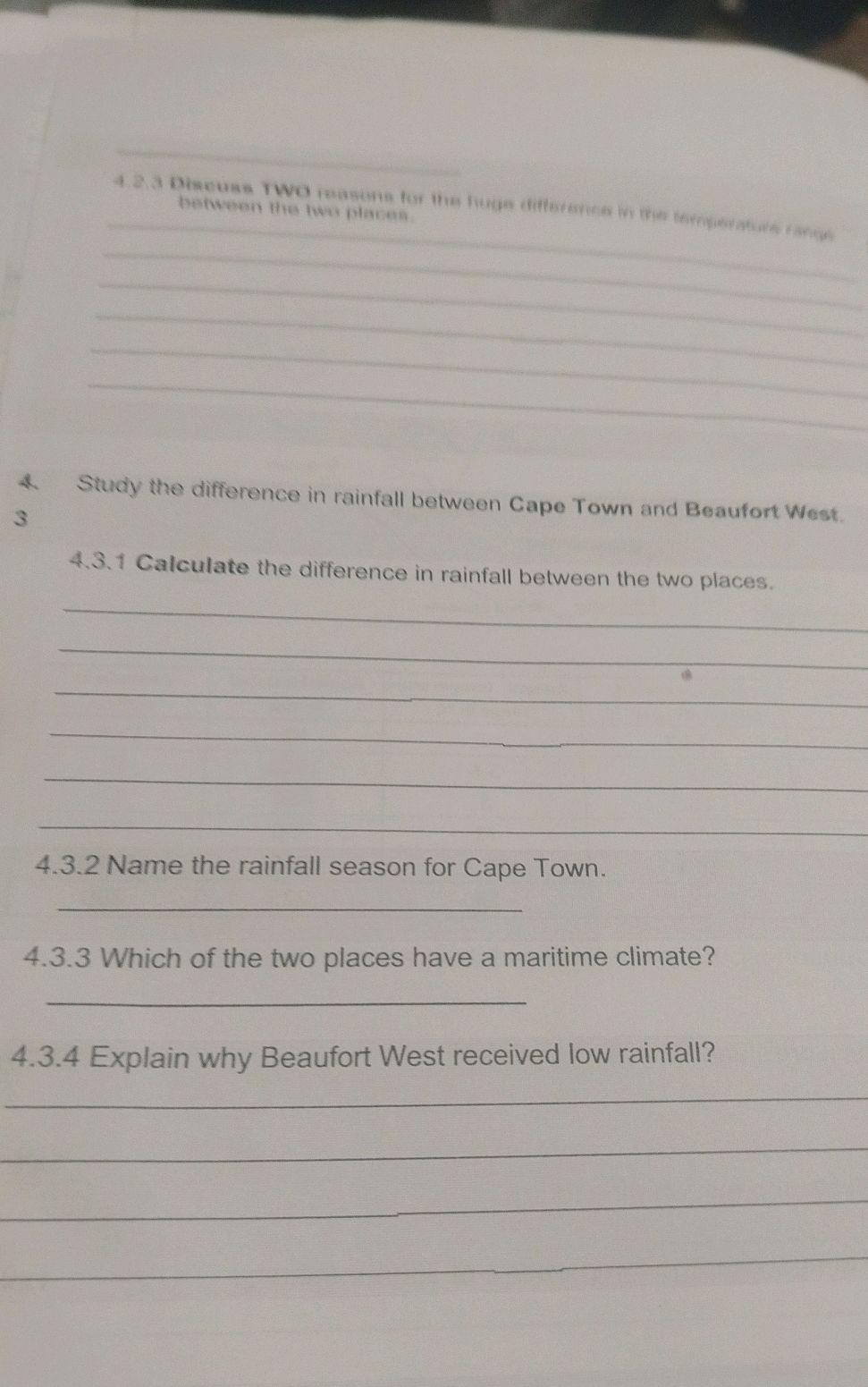 4. Study the difference in rainfall between | StudyX