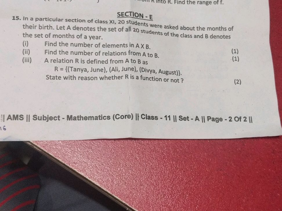 15. In a particular section of class XI, 20 | StudyX