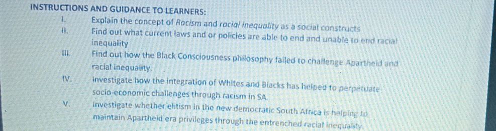 INSTRUCTIONS AND GUIDANCE TO LEARNERS: I. | StudyX