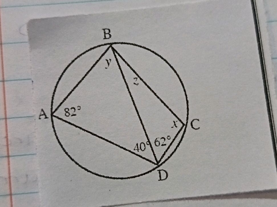 Find the values of x, y, and z in the given | StudyX