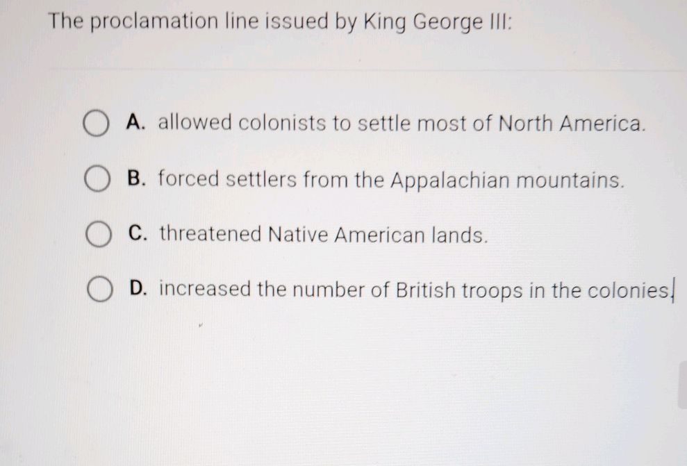 The proclamation line issued by King George | StudyX