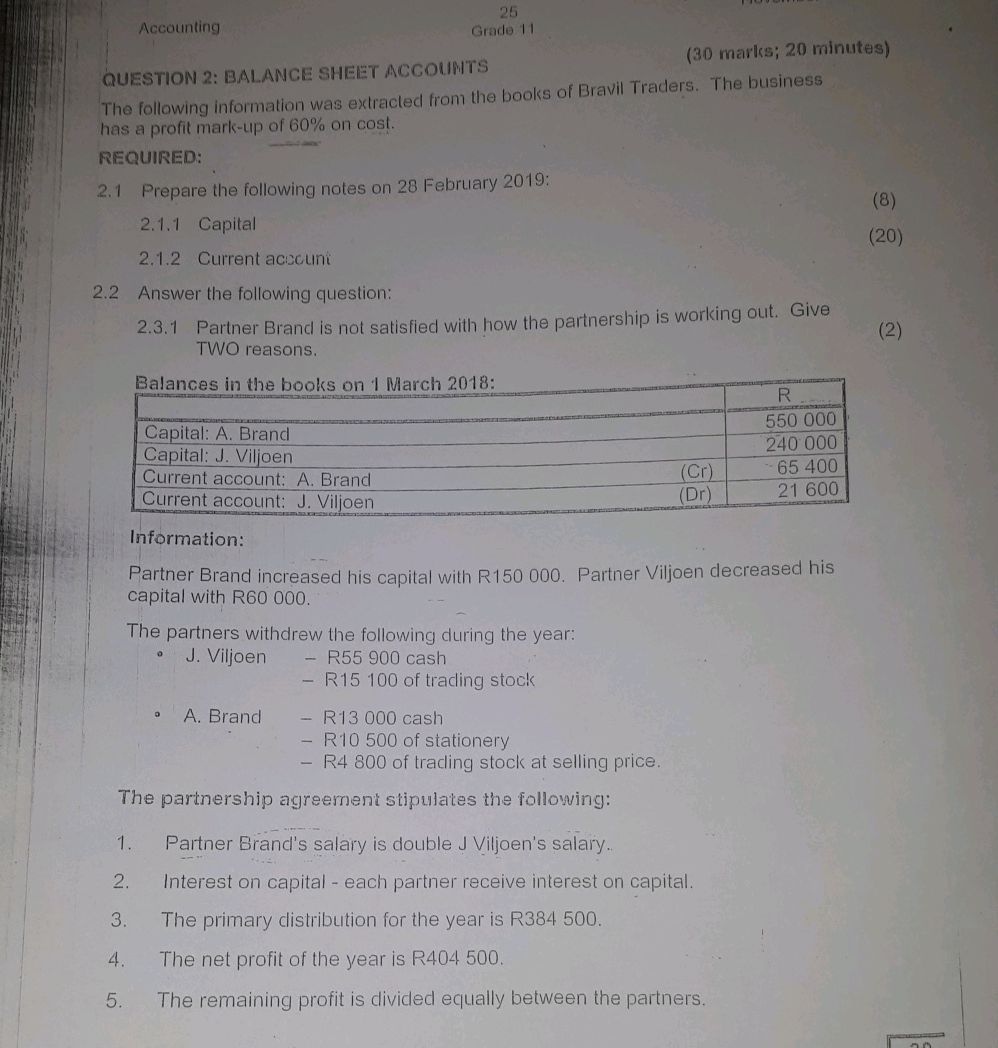 QUESTION 2: BALANCE SHEET ACCOUNTS The | StudyX