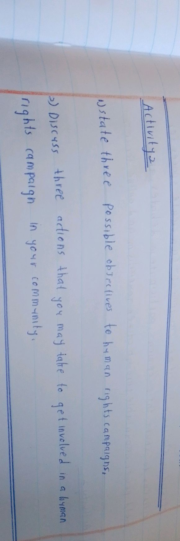 Activity 2 1) State three possible | StudyX