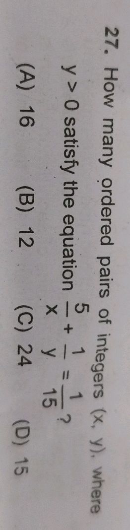 27. How many ordered pairs of integers (x, | StudyX