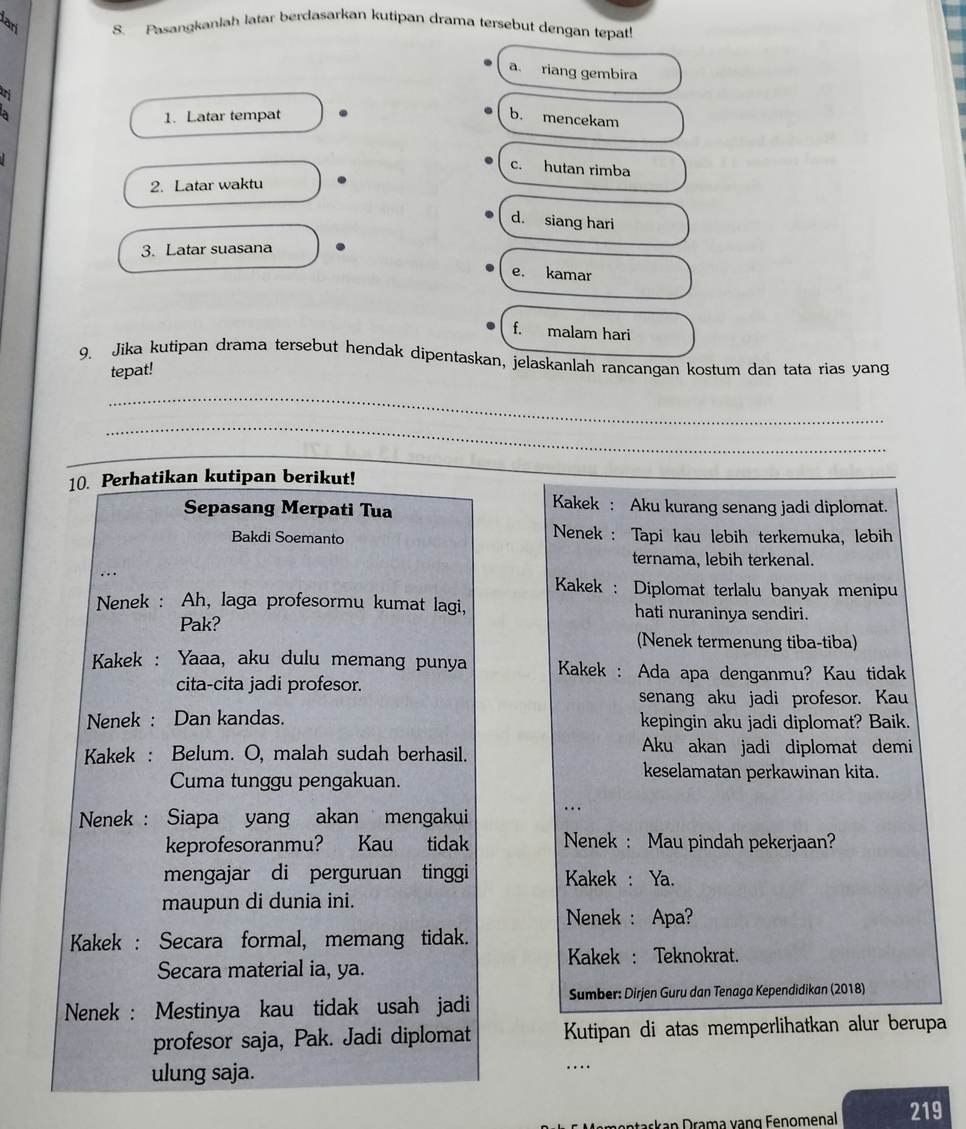 8. Pasangkanlah latar berdasarkan kutipan | StudyX