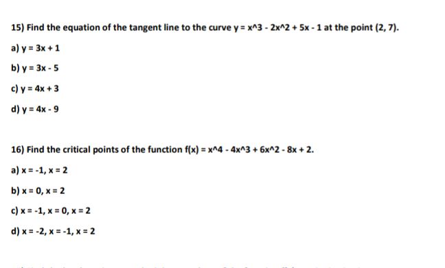 15) Find the equation of the tangent line to | StudyX